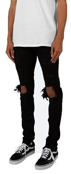 Damaged Jeans Black Men's coordinate! Cool and edgy outfits ...